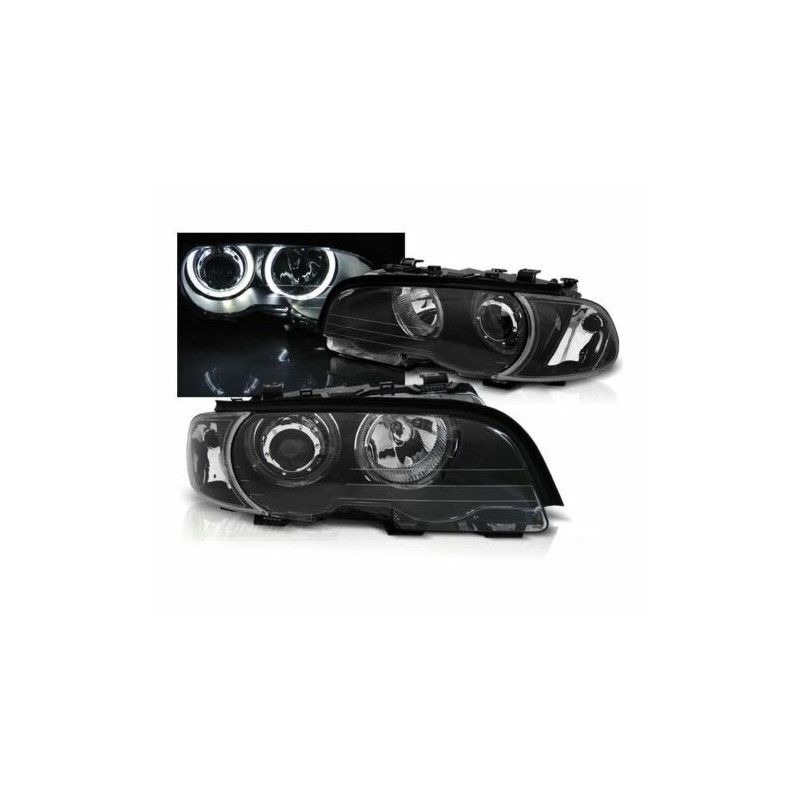Faros Angel Eyes Led Negro para BMW E46 Coupe Cabrio